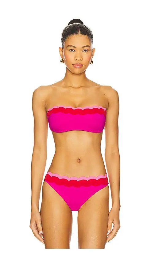 Beach Riot Sybil Bikini Top - Fuchsia Red Neon Pink Wave