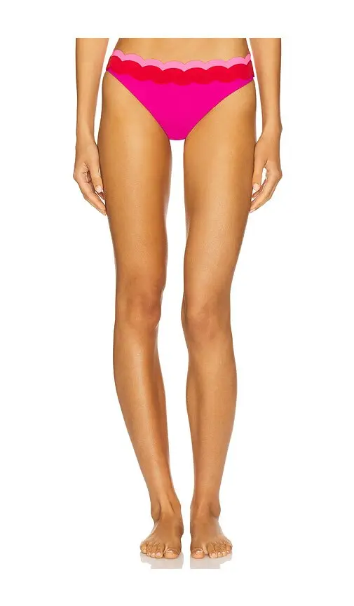 Beach Riot Fay Bikini Bottom - Fuchsia Red Neon Pink Wave