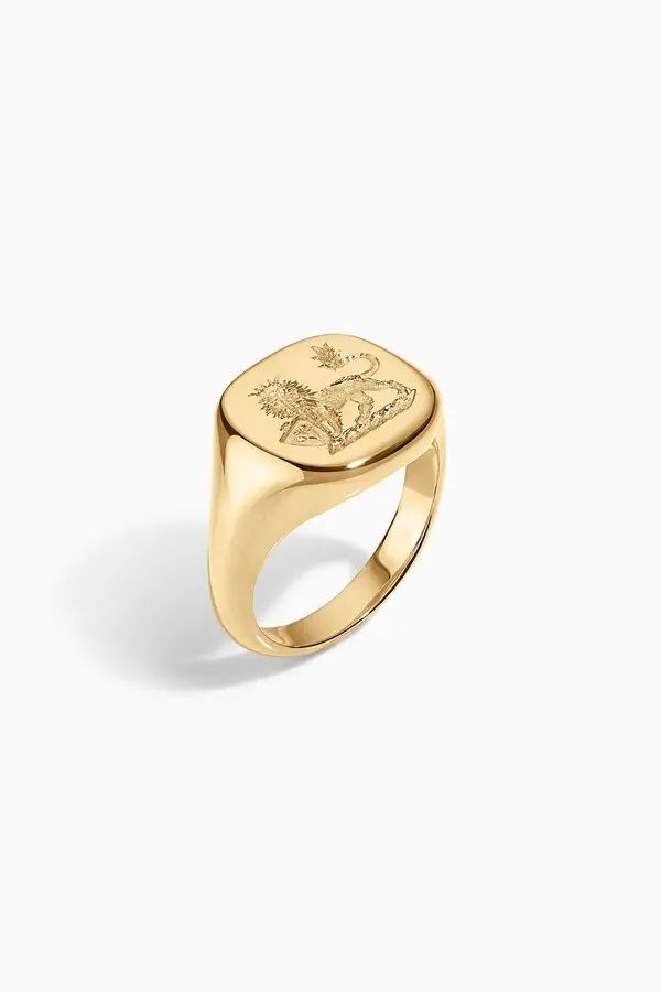 ETIQ Royal Lion Club Signet Ring - Gold