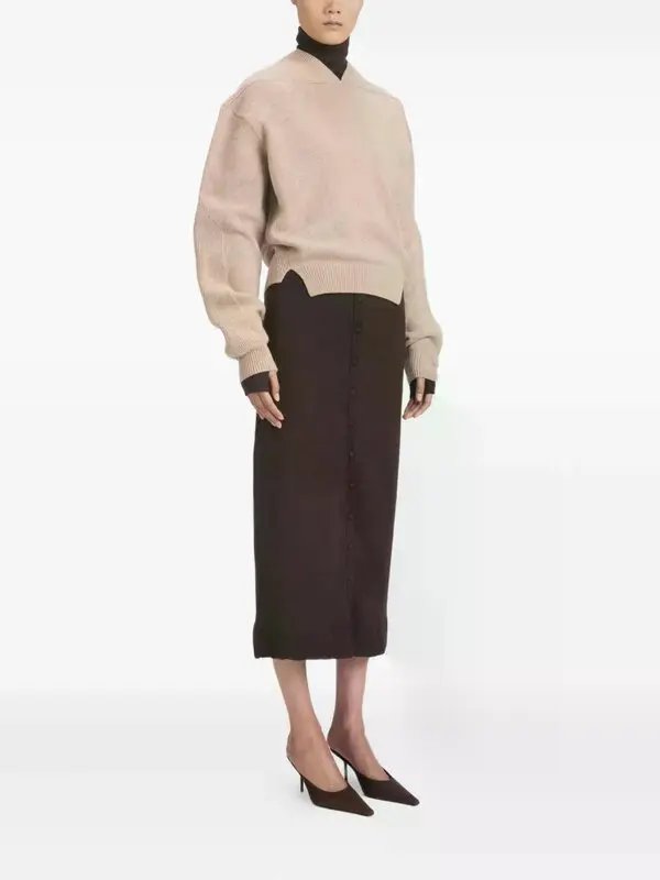 Victoria Beckham V-neck Yoke Detail Sweater - Neutrals