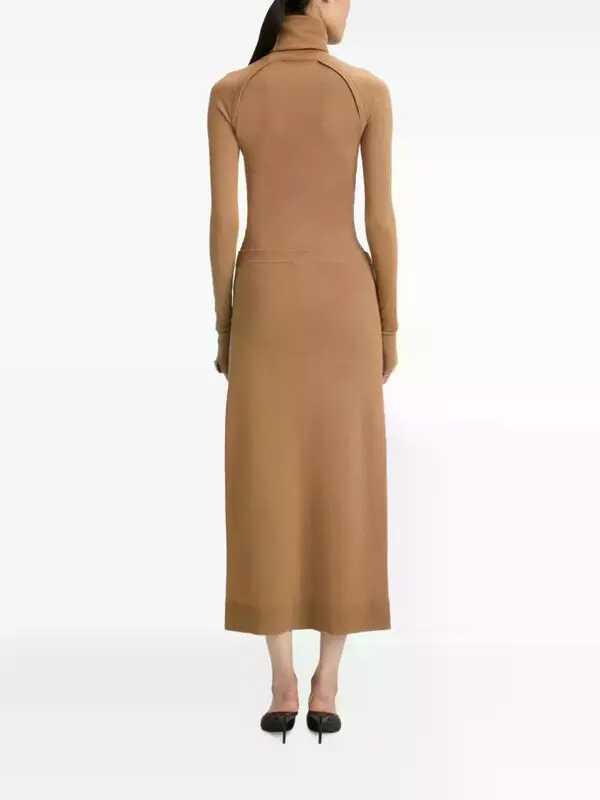 Victoria Beckham Button Detail Midi Skirt - Brown