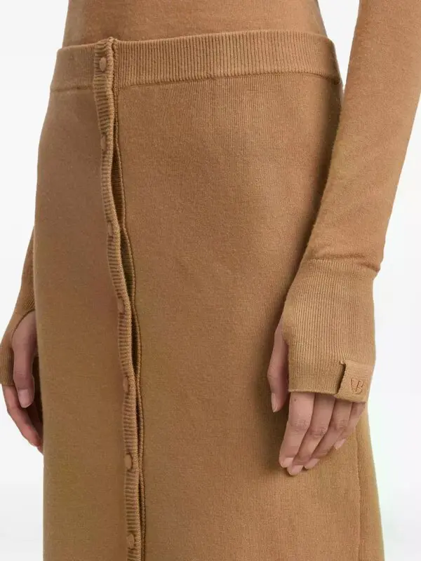 Victoria Beckham Button Detail Midi Skirt - Brown