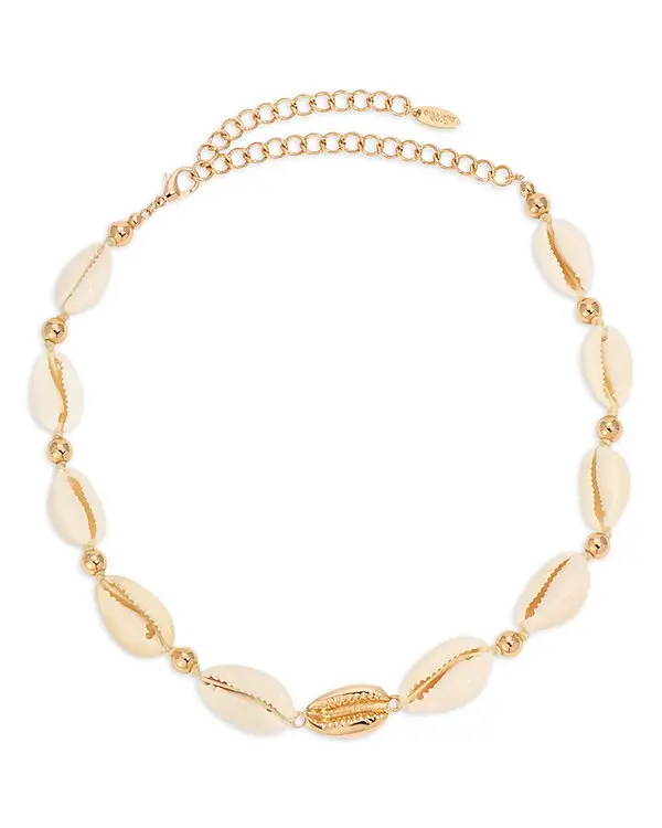Ettika Cowrie Shell & 18k Gold Plated Necklace - White