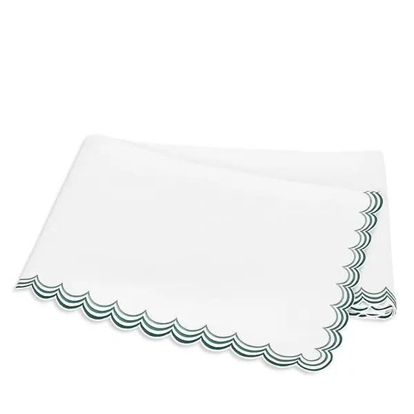 MATOUK Stella Scalloped Embroidered Flat Sheet, King - Green