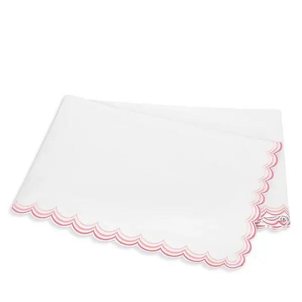 MATOUK Stella Scalloped Embroidered Flat Sheet, King - Pink