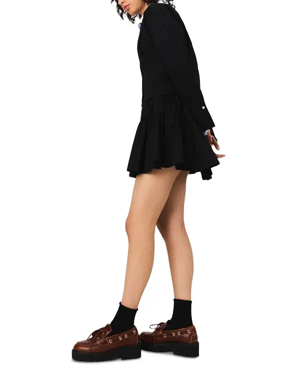 Maje Mini Elasticated Waist Skirt - Navy