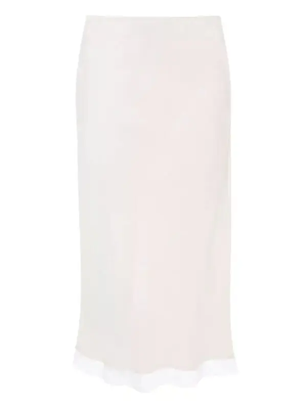 Victoria Beckham Lace Trim Slip Midi Skirt - White