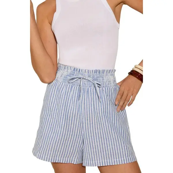 FRIENDS LIKE THESE Stripe Cotton & Linen Shorts