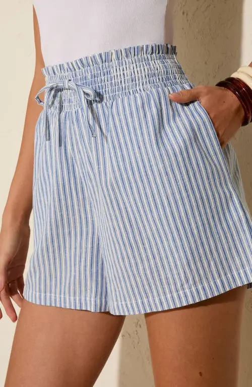 FRIENDS LIKE THESE Stripe Cotton & Linen Shorts