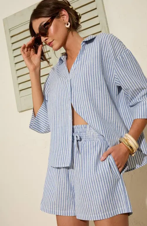 FRIENDS LIKE THESE Stripe Cotton & Linen Shorts