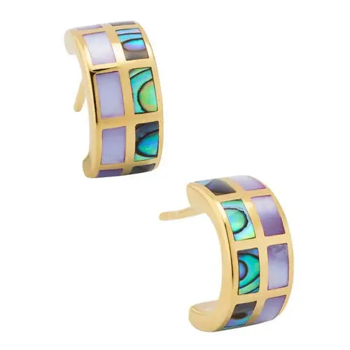 JAN LESLIE Dash Huggie Earring Set - Lavendar-multi