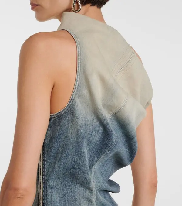 Rick Owens Athena One-shoulder Denim Midi Dress