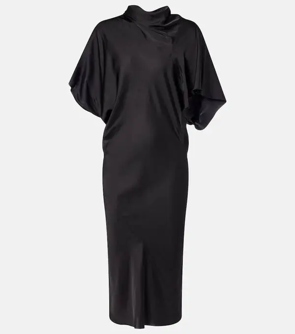 Rick Owens Seb Draped Charmeuse Midi Dress