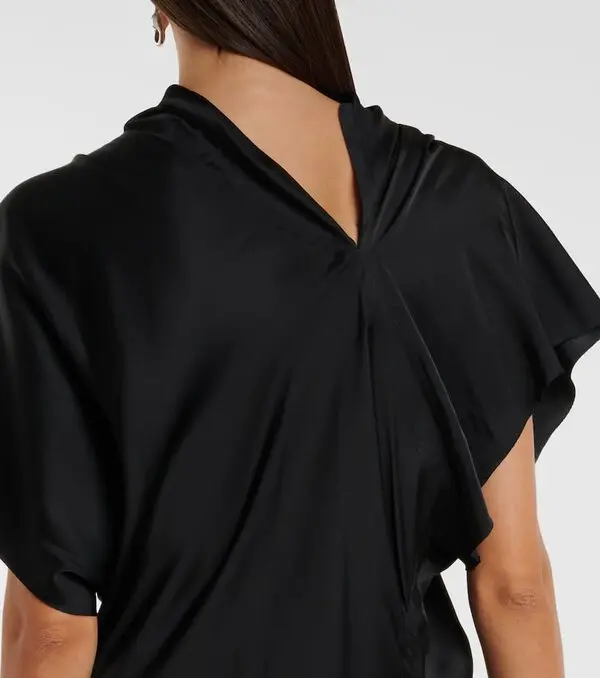 Rick Owens Seb Draped Charmeuse Midi Dress