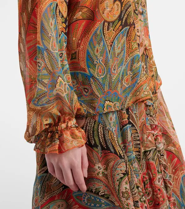 Etro Printed Ruffled Silk Blouse