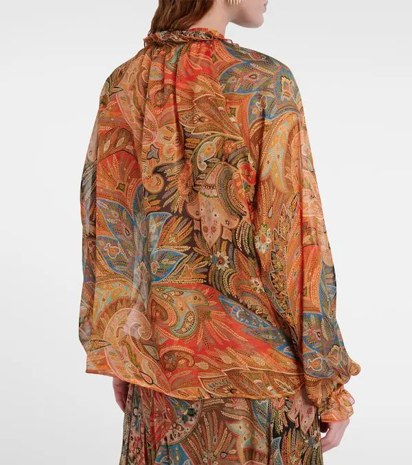 Etro Printed Ruffled Silk Blouse