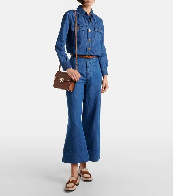 Valentino Garavani Vlogo Leather-trimmed Loafers