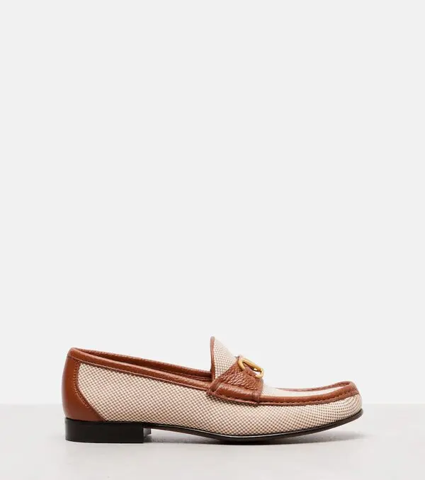 Valentino Garavani Vlogo Leather-trimmed Loafers