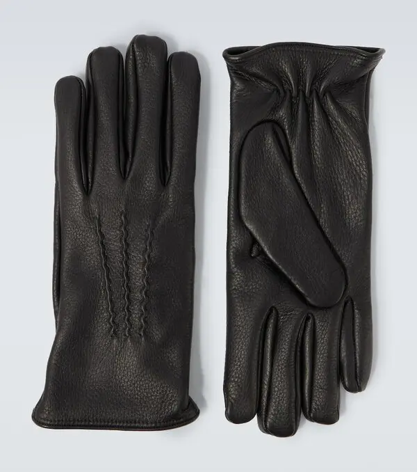 LARDINI Leather Gloves - Black