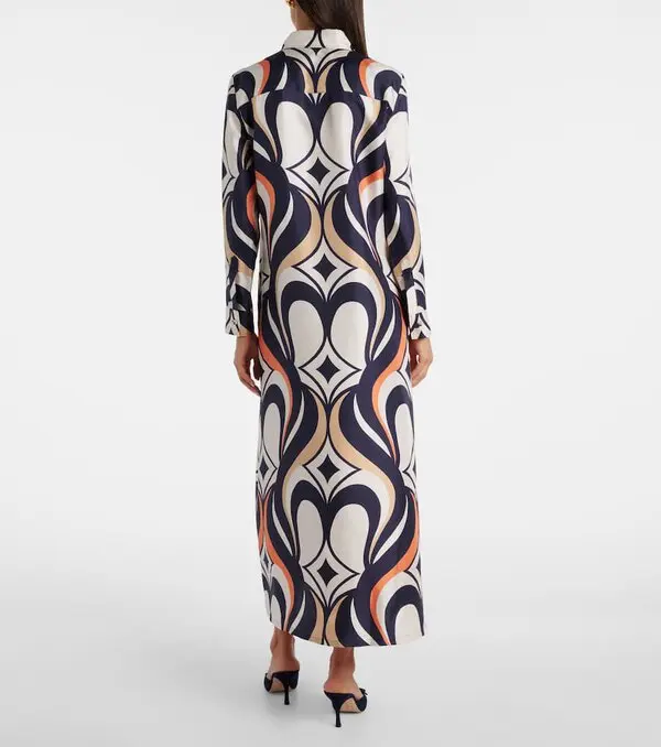 La DoubleJ Chemise Swing Printed Silk Shirt Dress - Multicoloured