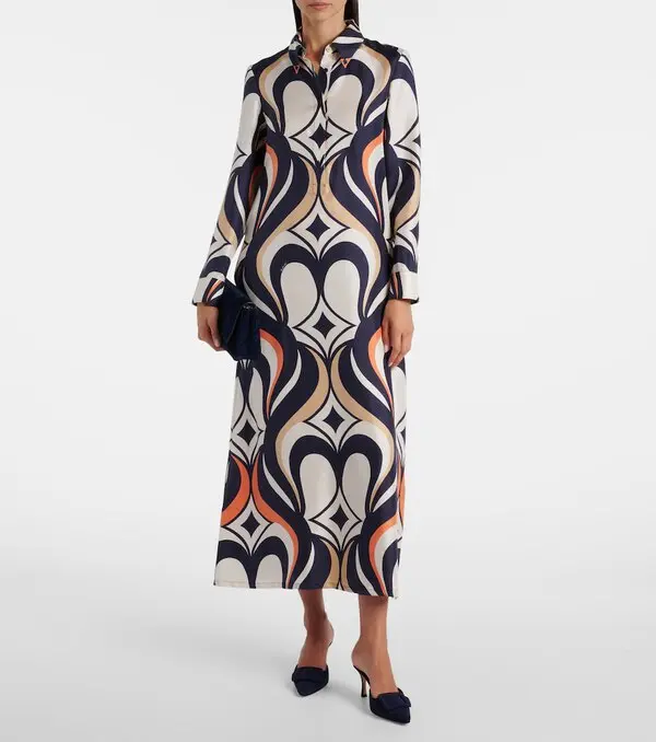 La DoubleJ Chemise Swing Printed Silk Shirt Dress - Multicoloured