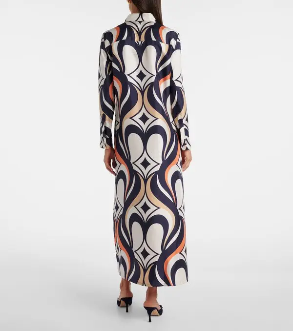 La DoubleJ Chemise Swing Printed Silk Shirt Dress - Multicoloured