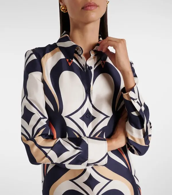 La DoubleJ Chemise Swing Printed Silk Shirt Dress - Multicoloured