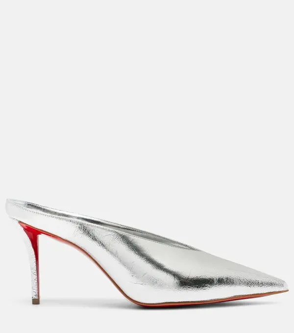 CHRISTIAN LOUBOUTIN Miss Z 80 Metallic Leather Mules