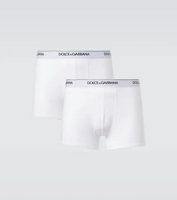 Dolce & Gabbana Set Of 2 Logo Cotton-blend Boxer Briefs - White
