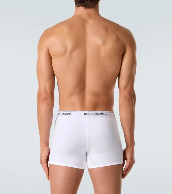 Dolce & Gabbana Set Of 2 Logo Cotton-blend Boxer Briefs - White