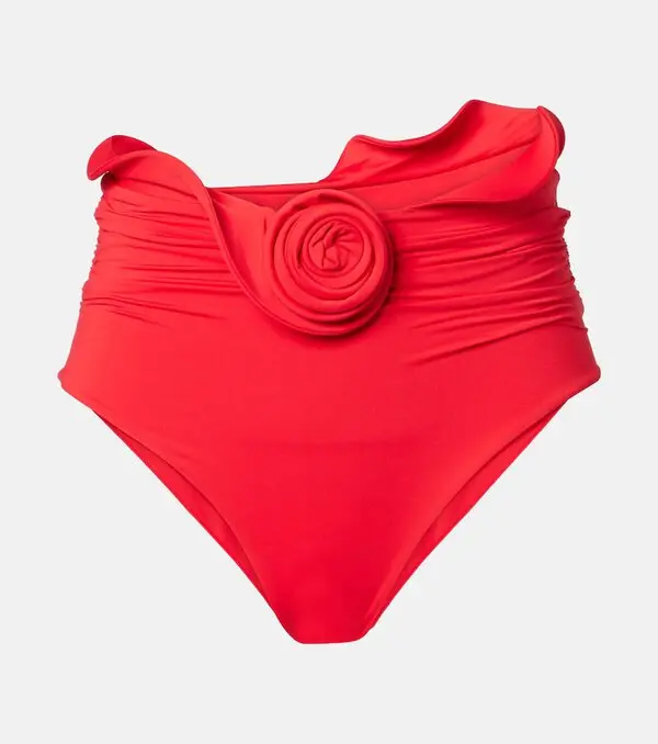 Magda Butrym Floral-appliqué Bikini Bottoms - Red