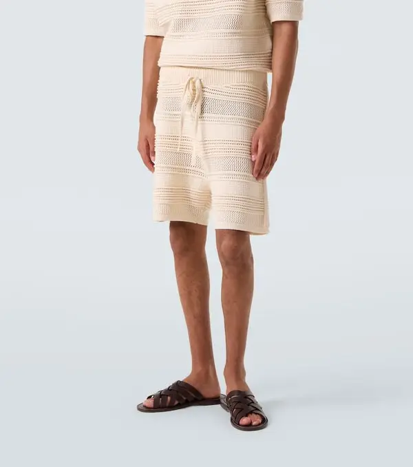 Commas Crochet Cotton-blend Shorts - Beige