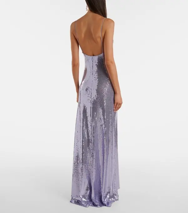 Alex Perry Sequined Open-back Gown