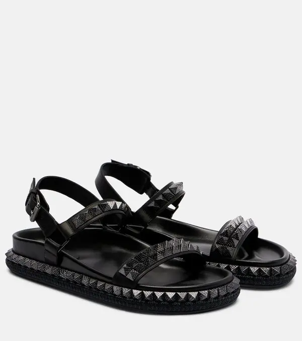 CHRISTIAN LOUBOUTIN Pyrabizz Spiked Leather Sandals - Black