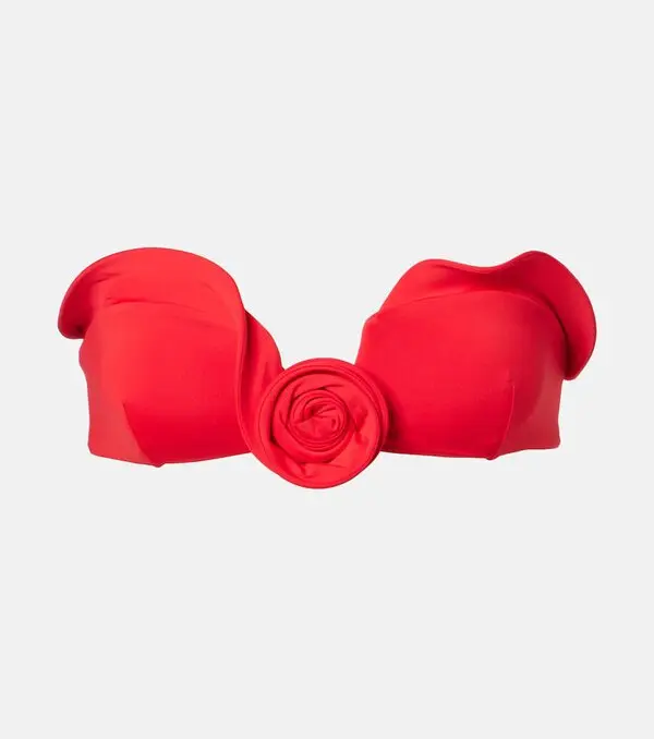 Magda Butrym Floral-appliqué Bikini Top - Red