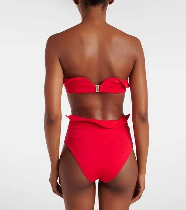 Magda Butrym Floral-appliqué Bikini Top - Red