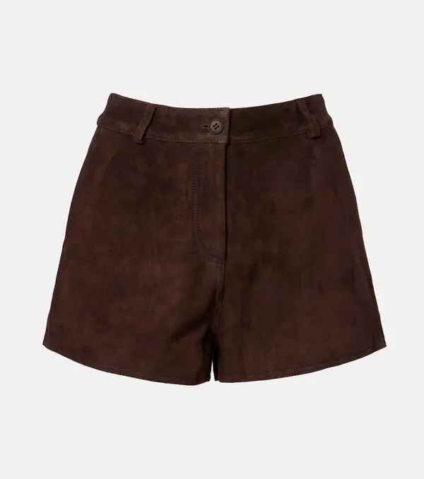 Nour Hammour Leontine Suede Shorts - Brown