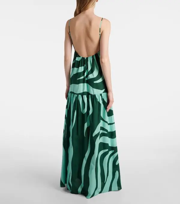 Johanna Ortiz Zea Palm Cotton Poplin Maxi Dress - Green