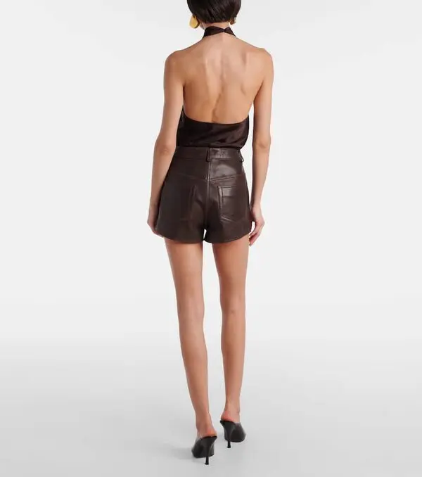 Nour Hammour Leontine Leather Shorts