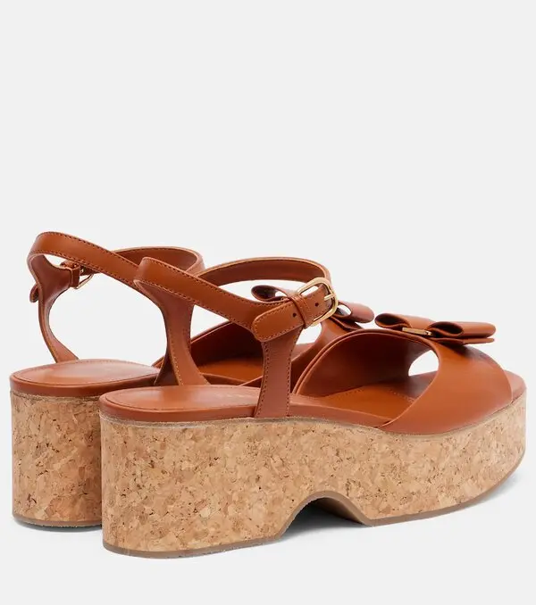 FERRAGAMO Selna Leather Wedge Sandals