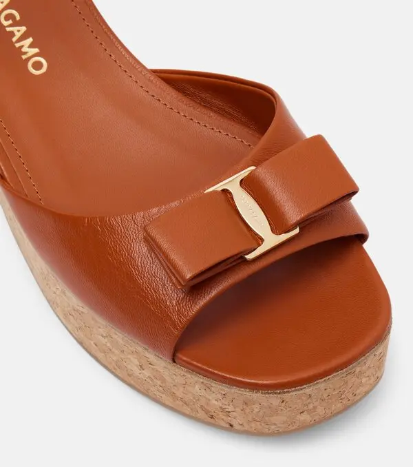 FERRAGAMO Selna Leather Wedge Sandals