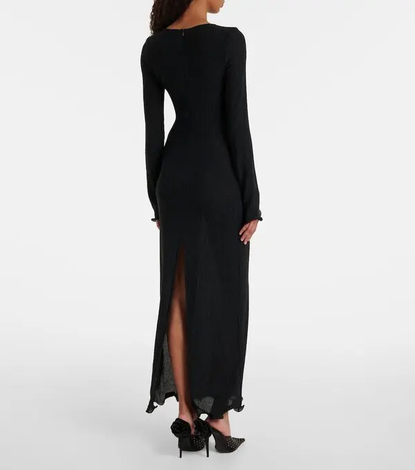 Magda Butrym Floral-appliqués Sheer Maxi Dress - Black