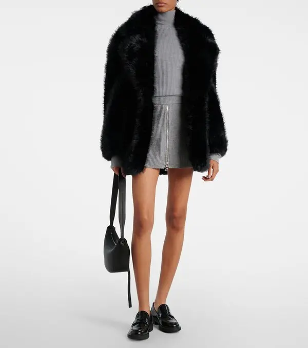 Sportmax Refolo Wool And Cashmere Miniskirt - Grey