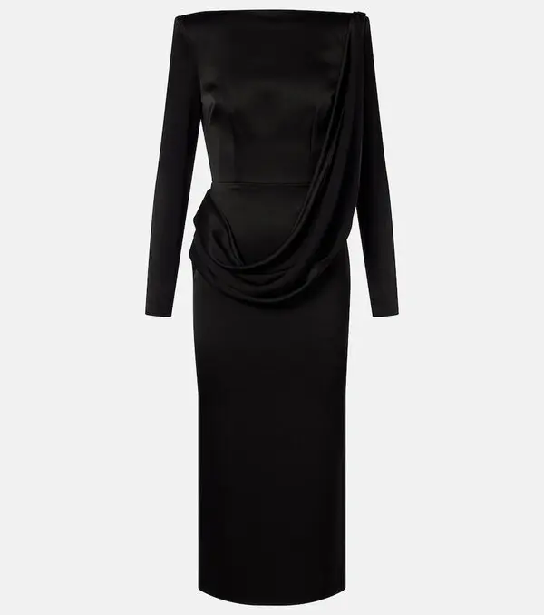 Alex Perry Asymmetric Draped Midi Dress - Black