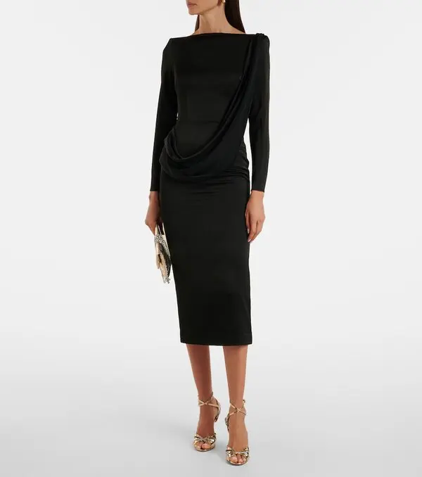 Alex Perry Asymmetric Draped Midi Dress