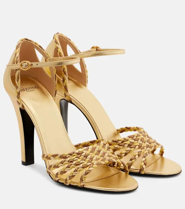 Valentino Garavani Hi Dolly 105 Braided Leather Pumps - Gold