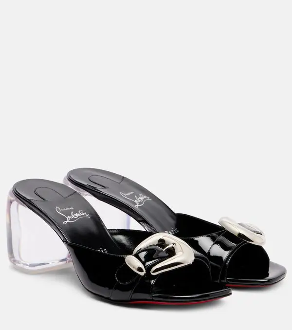 CHRISTIAN LOUBOUTIN Minny Bubble 70 Patent Leather Mules - Black
