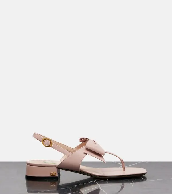 Valentino Garavani Bowow 25 Leather Thong Sandals - Pink