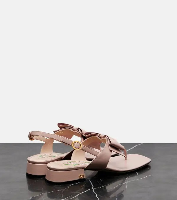 Valentino Garavani Bowow 25 Leather Thong Sandals - Pink