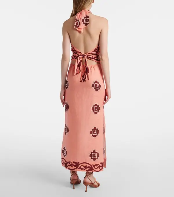 Johanna Ortiz Energetic Patterns Linen Maxi Dress - Pink